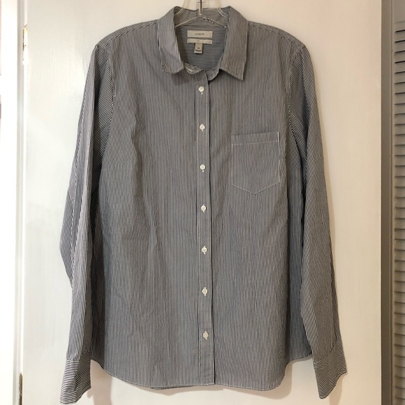J. Crew | Tops | J Crew Boy Shirt Pinstripe Blue And White | Poshmark